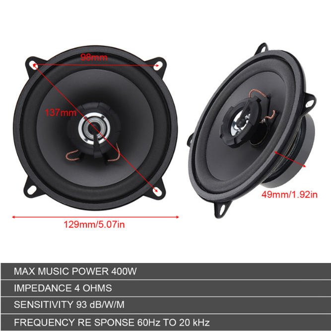 High performance car speaker 130mm auto speaker 4 ohm 100w 2 way 5 inch ...